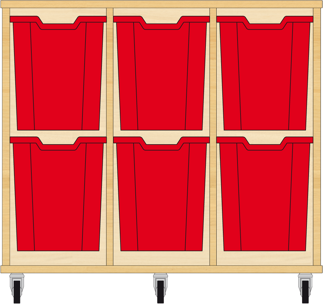 Storix Armoire de rangement 14 érable, B1050xH856xD465 - tiroirs rouge