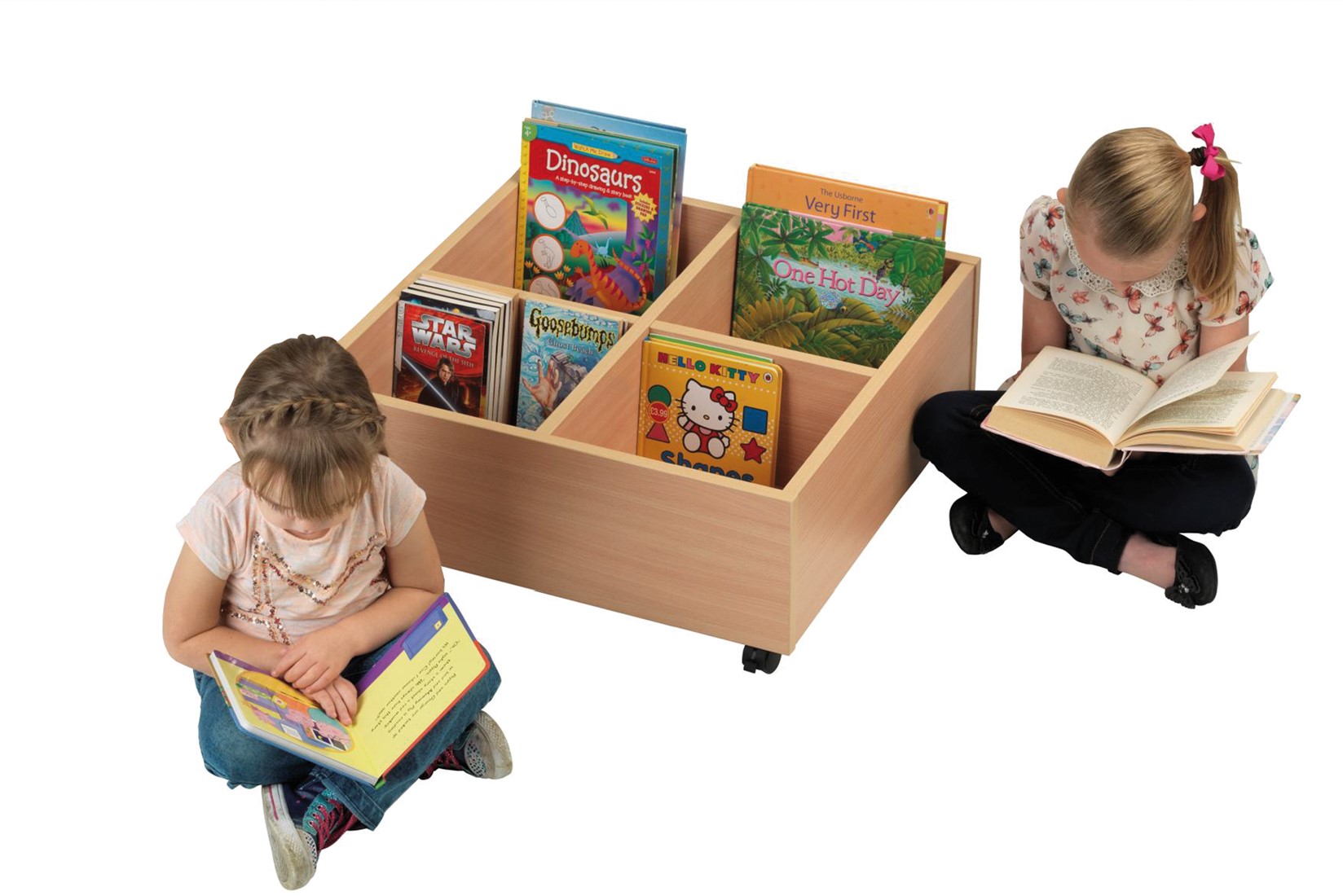 Kinderbox BIBU 4 vaks - B620 x D620 x H270 mm - avocadogroen Biblioshop