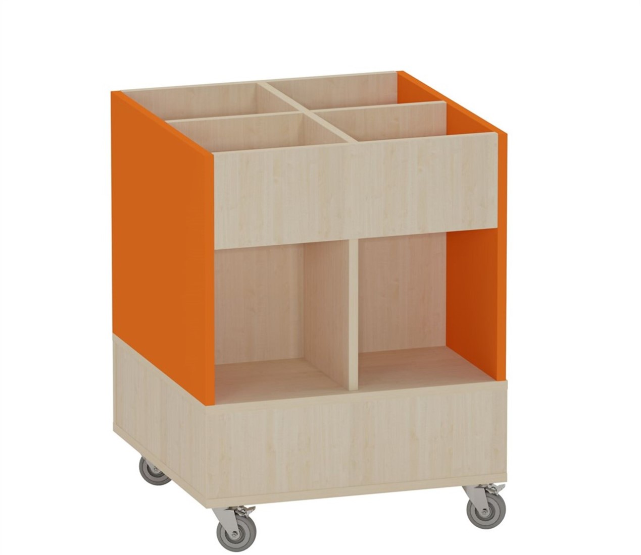 Foxis prentenboekenbak hoog op plint - B600 x D600 x H780 mm - Beuken ...